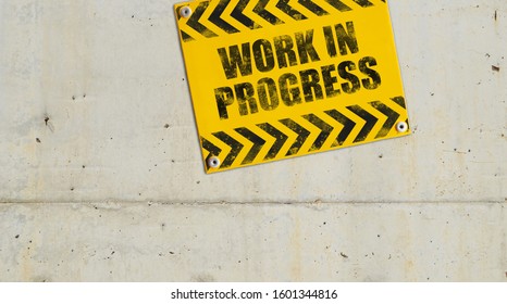 Yellow Warning Sign Work Progress Background Stock Illustration 1601344816