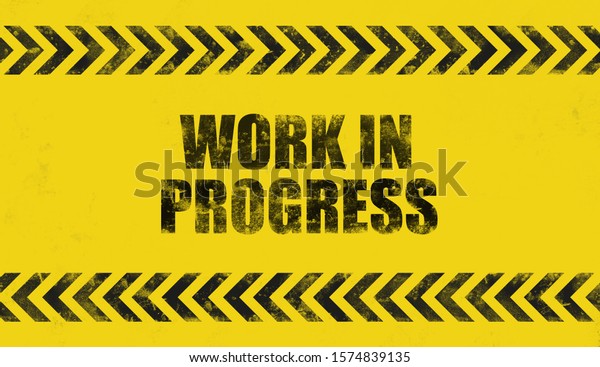 Yellow Warning Sign Work Progress Background Stock Illustration ...