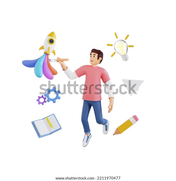 Young Boy Finding Ideas When Doing Stock Illustration 2211970477 ...