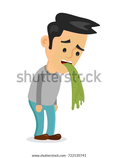 Young Man Vomiting Puking Flat Cartoon Stock Illustration 722530741 ...