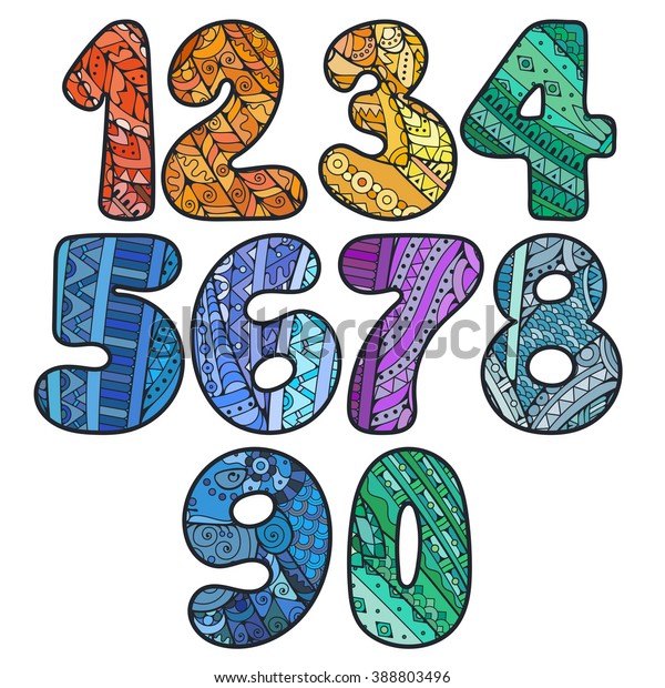Zentangle Numbers Set Collection Doodle Numbers Stock Illustration ...