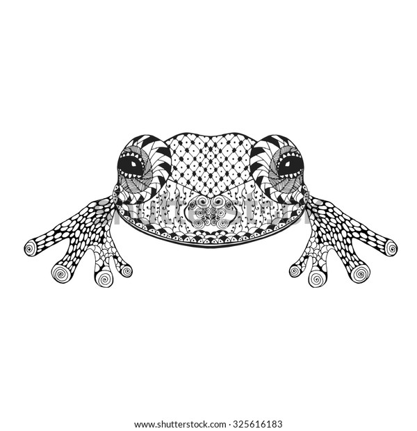 Zentangle Stylized Frog Hand Drawn Doodle: ilustrações stock 325616183 ...