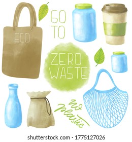 Zero Waste Packaging Set Design Elements Stock Illustration 1775127026 ...