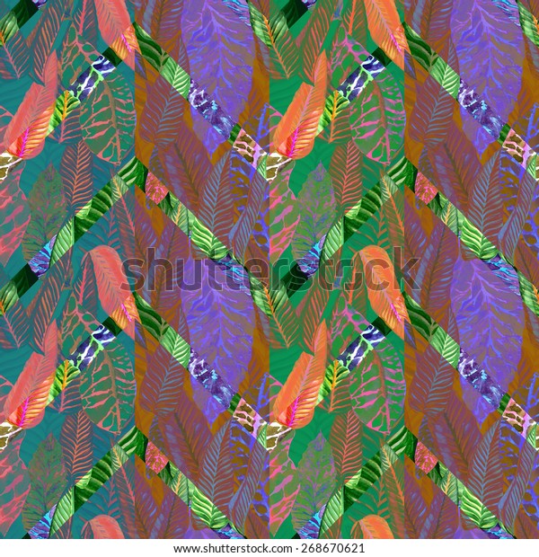 Zig Zag Pattern On Floral Background Stock Illustration 268670621