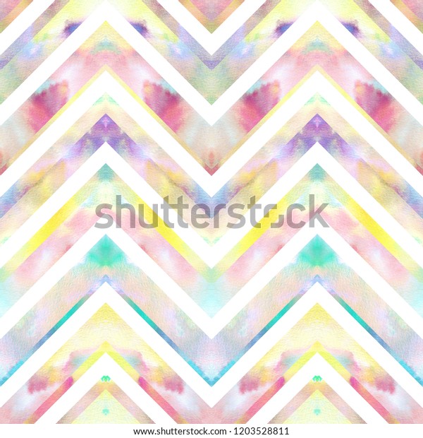 Zigzag Pattern Geometric Background Watercolour Painting Stock ...