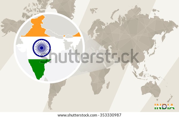 Zoom On India Map Flag World Stock Illustration 353330987
