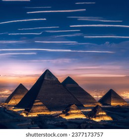 Orion Constellation Night Sky Above Pyramids — изображение, созданное ...