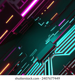 Neon 3d Image Coffin Casket Perspective AI-generated image 2262069401 ...