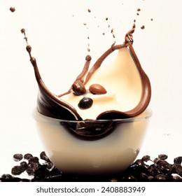 Coffee Cream Coffee Beans Splash AI-generated image 2519723499 ...