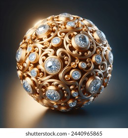 Ball Made Gold Diamonds神秘符号top View AI-generated image 2440709081 ...