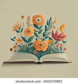 Floral Books Clipartvector Elements Flowers Butterflies AI-generated ...