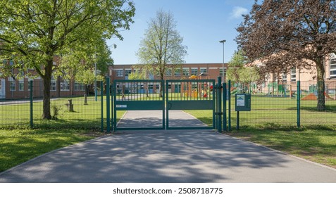 School Setting Overlooking Playground Fence Building AI-generated image ...