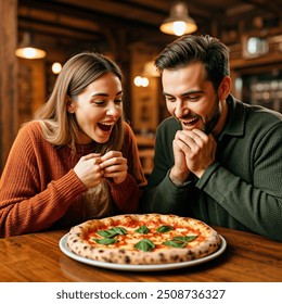 Couple Sitting Table Laughing Each Other AI-generated image 2518728273 ...