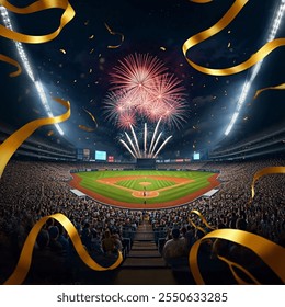 Empty Baseball Field Fireworks Night No AI-generated image 2477410215 ...