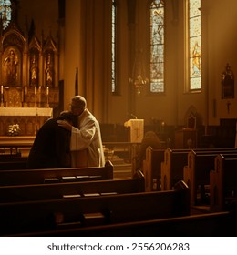 Catholic Priest Stands On Pulpit Church AI-generated image 2573514969 ...