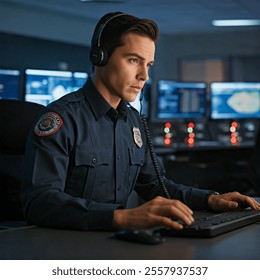 Correctional Officer On Computer AI-generated image 2558471367 ...