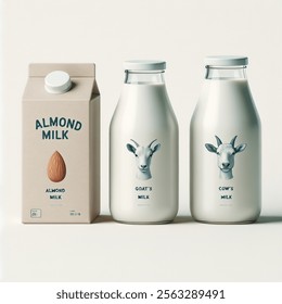 3 Types White Milk Packaging On AI-generated image 2563301099 ...