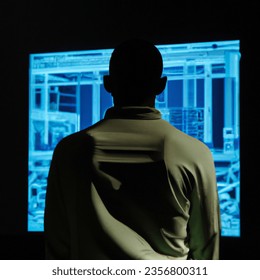 34-back View Engineer Display Screen Showcasing AI-generated image ...