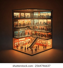 3d Cross-section Building Multiple Stores People AI-generated image ...