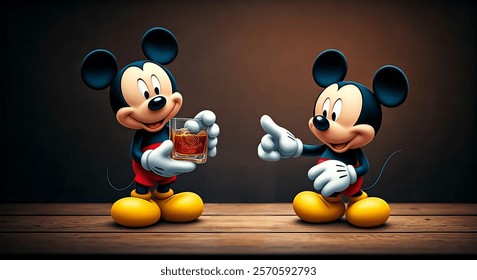 Mickey Mouse Mini Mouse Drinking Whiskey AI-generated image 2570527959 ...