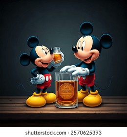 Mickey Mouse Mini Mouse Drinking Whiskey AI-generated image 2570591165 ...