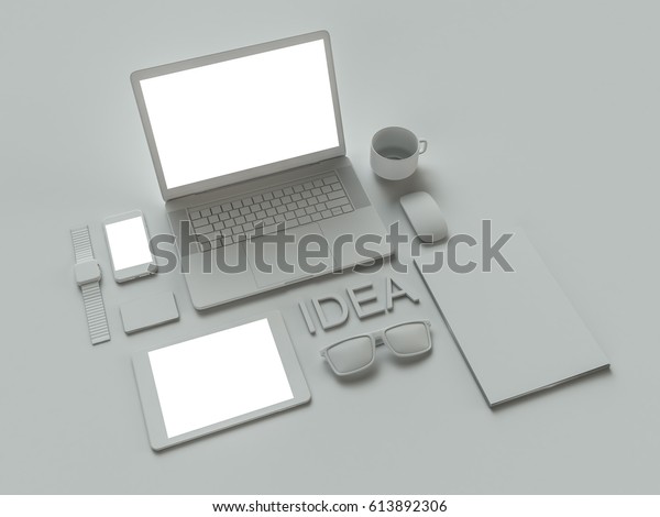 3d Model Things Workplace Creative Design Stock Photo 613892306 ...