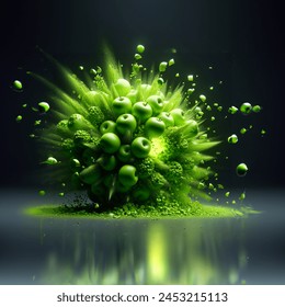 3d Neon Green Apples Exploding AI-generated image 2453214851 | Shutterstock