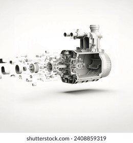 Automotive Disassembly White Background High Definition AI-generated ...