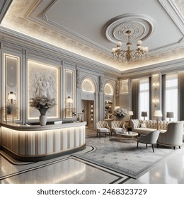 European Colonial Style Hotel Lobby Large Imagen generada por IA ...