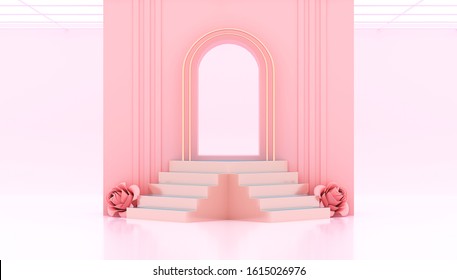 3d Rendering Pink Gate Studio Background Stock Photo 1615026976 ...