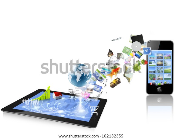 3d Tablet Computers Mobile Phone Isolated Stock Photo (Edit Now) 102132355