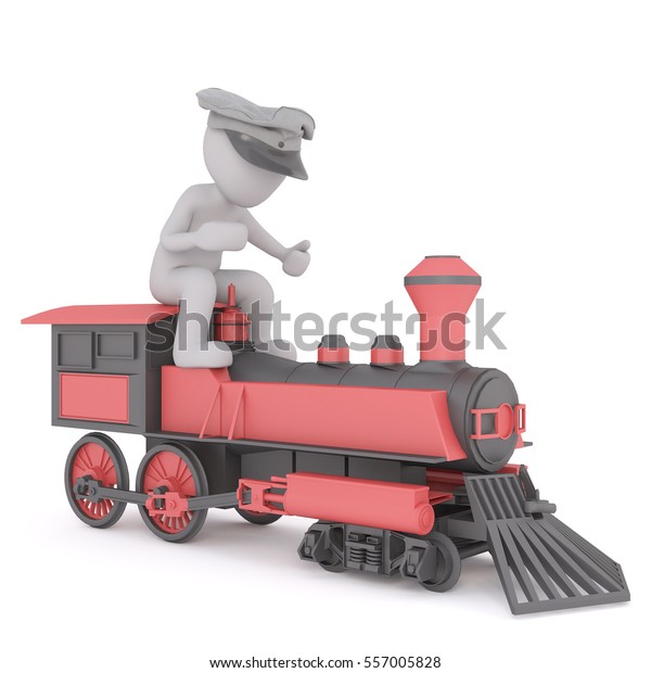 3d Train Driver His Cap Sitting Stock Photo (Edit Now) 557005828