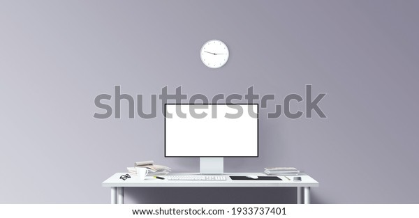 4k Computer Display Front View Empty Stock Photo 1933737401 | Shutterstock