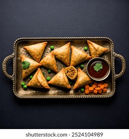 8 Mini Triangular Chicken Samosas Leaning AI-generated image 2524105829 ...