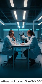 Hyperrealistic Scene Two Scientists Professionals Seated AI-generated ...