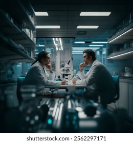 Hyperrealistic Scene Two Scientists Professionals Seated AI-generated ...