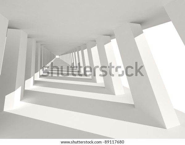 Abstract Architecture Corridor Interior Tilted Columns Stock Photo ...