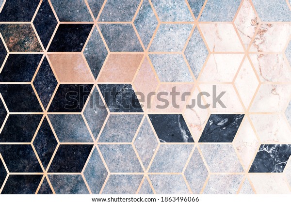 Abstract Blue Cubic Patterned Background Stock Photo 1863496066 ...