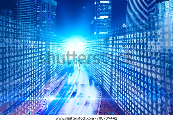 Abstract Blue Digital City Binary Code Stock Photo 788799442 | Shutterstock