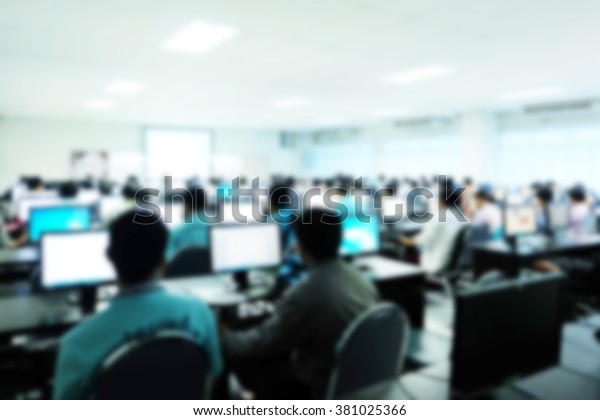 Abstract Blurred Background Computer Room University Stock Photo ...