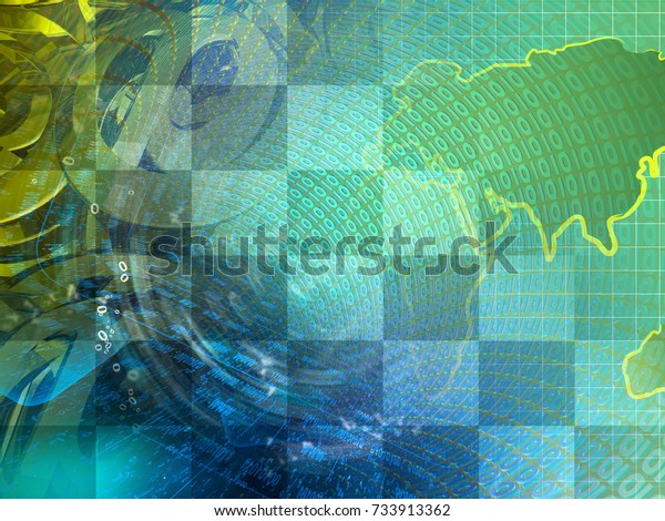 Abstract Digital Background Map Digits Mail Stock Photo 733913362 ...