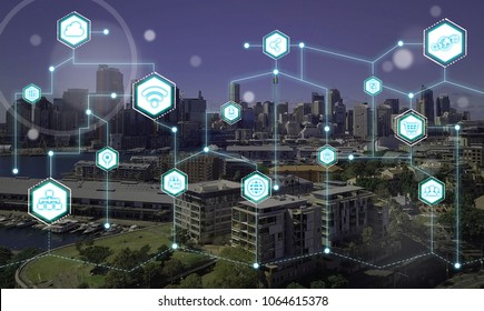 Abstract Image Visual Internet Things Icons Stock Photo 1064615378 ...