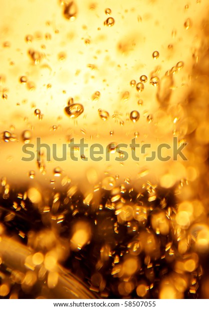 Abstract Macro Background Effervescing Golden Champagne Stock Photo ...