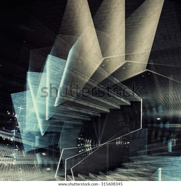 Abstract Multiple Exposure Background Architectural Forms Stock Photo ...