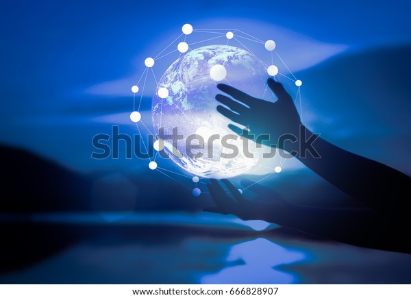 Abstract Science Circle Global Network Connection Stock Photo 666828907 ...