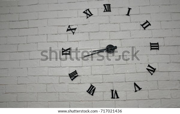 Abstract White Brick Wall Clock Numbers Stock Photo 717021436 ...