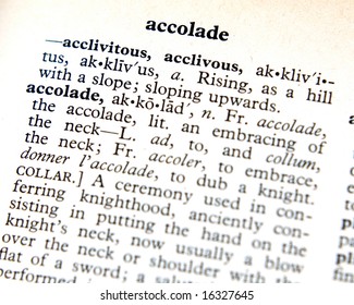 Accolade Defined Old Dictionary Stock Photo 16327645 | Shutterstock