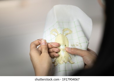 Action Hand Thread Stitching Create Handicraft Stock Photo 1917904067 ...