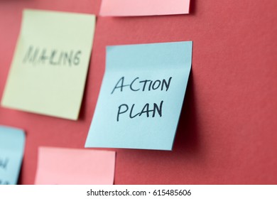 Action Plan Sticky Notes Attached Wall Stock Photo 615485606 | Shutterstock
