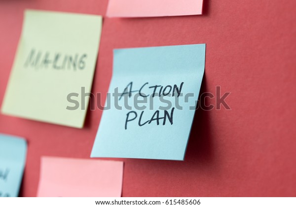 Action Plan Sticky Notes Attached Wall Stock Photo 615485606 | Shutterstock